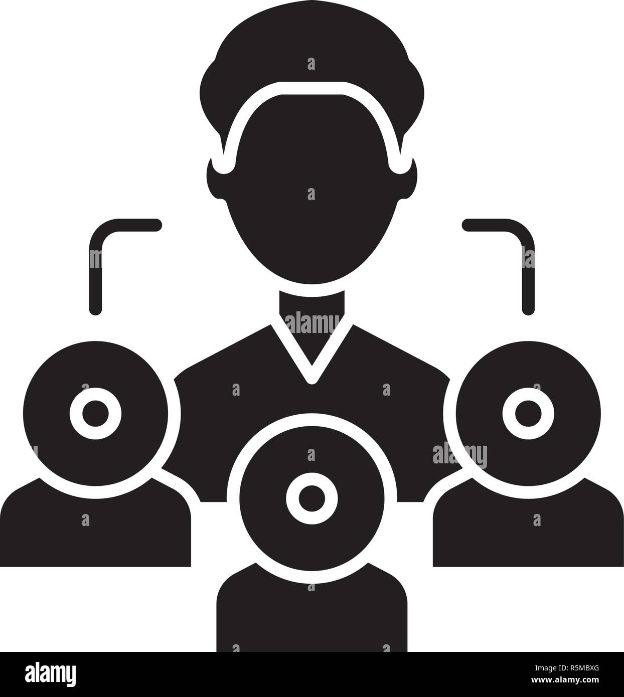 Referral marketing black icon, vector sign on isolated background ...