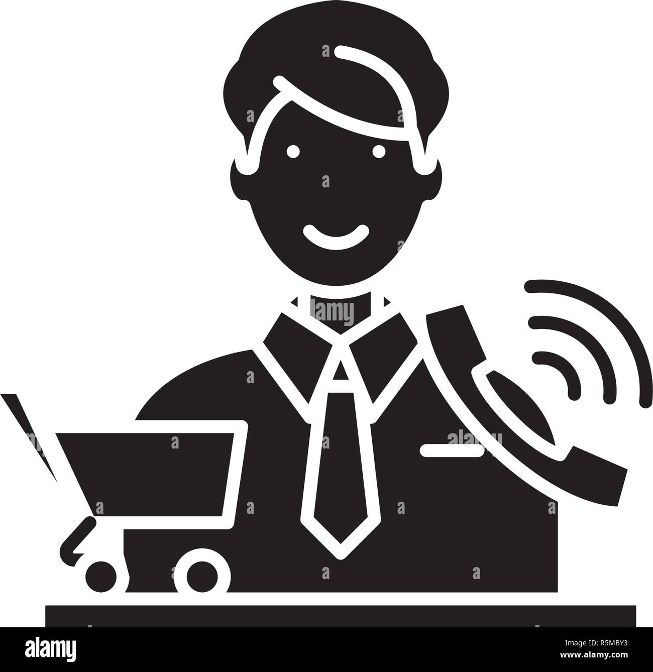 Telemarketing black icon, vector sign on isolated background ...