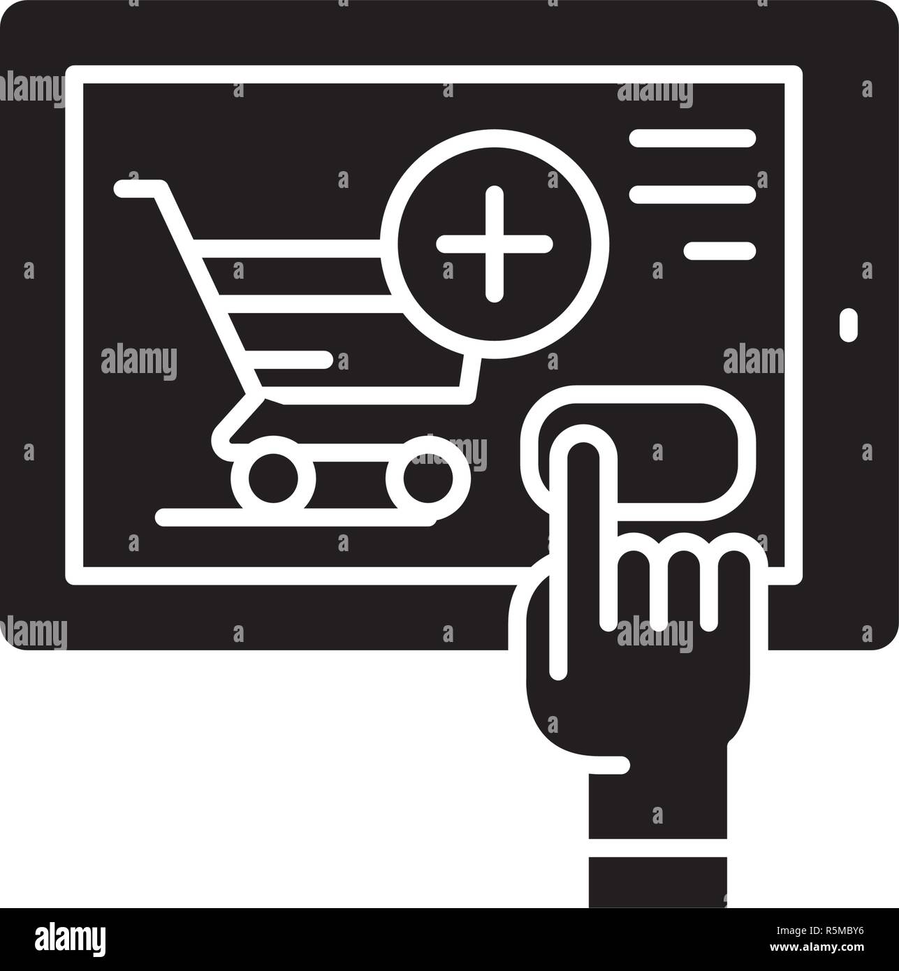 Shop online black icon, vector sign on isolated background. Shop online ...