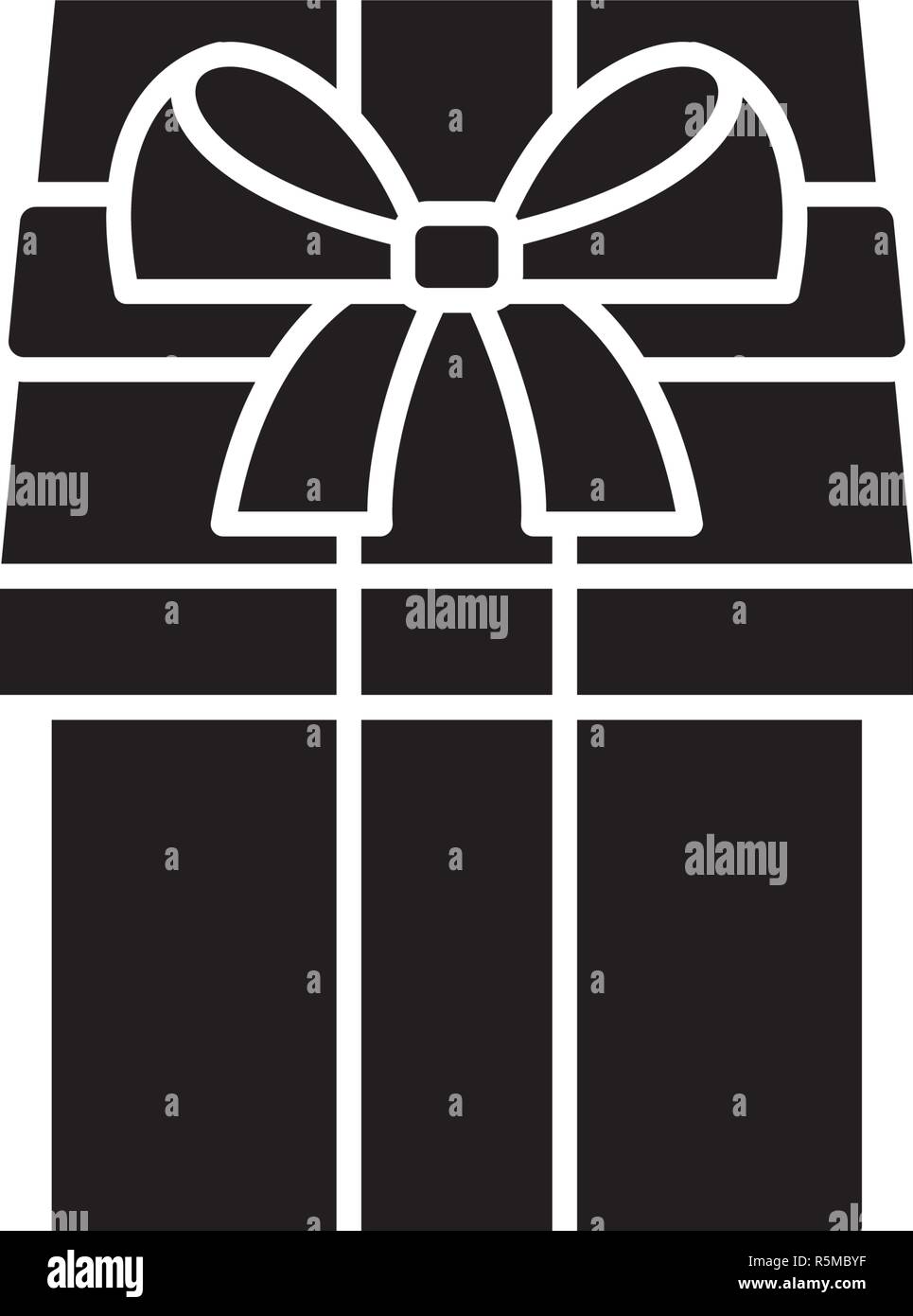 Gift wrap black icon, vector sign on isolated background. Gift wrap ...