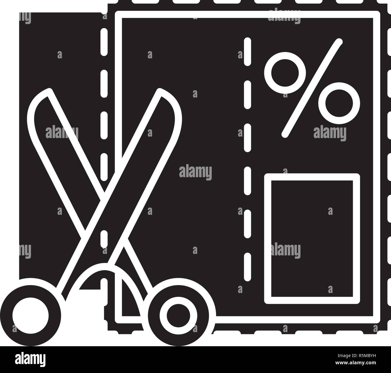 Shopping coupon black icon, vector sign on isolated background ...