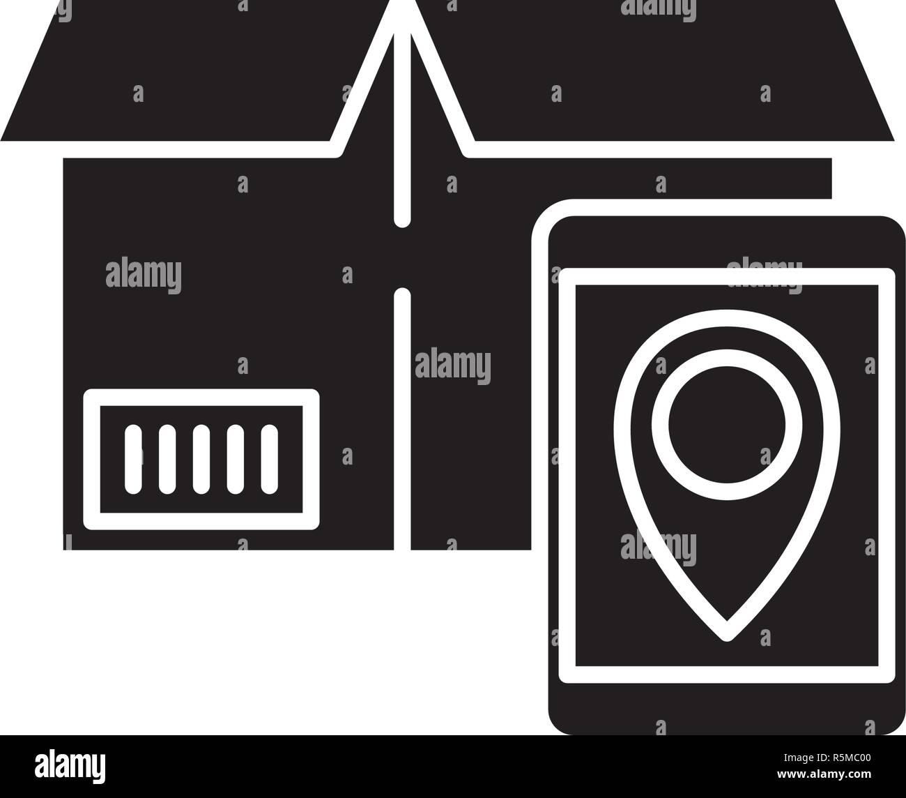Tracking number black icon, vector sign on isolated background ...