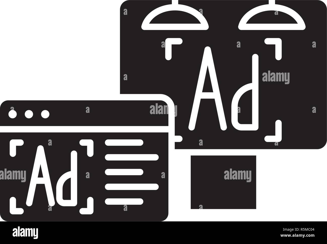 Advertising black icon, vector sign on isolated background. Advertising ...