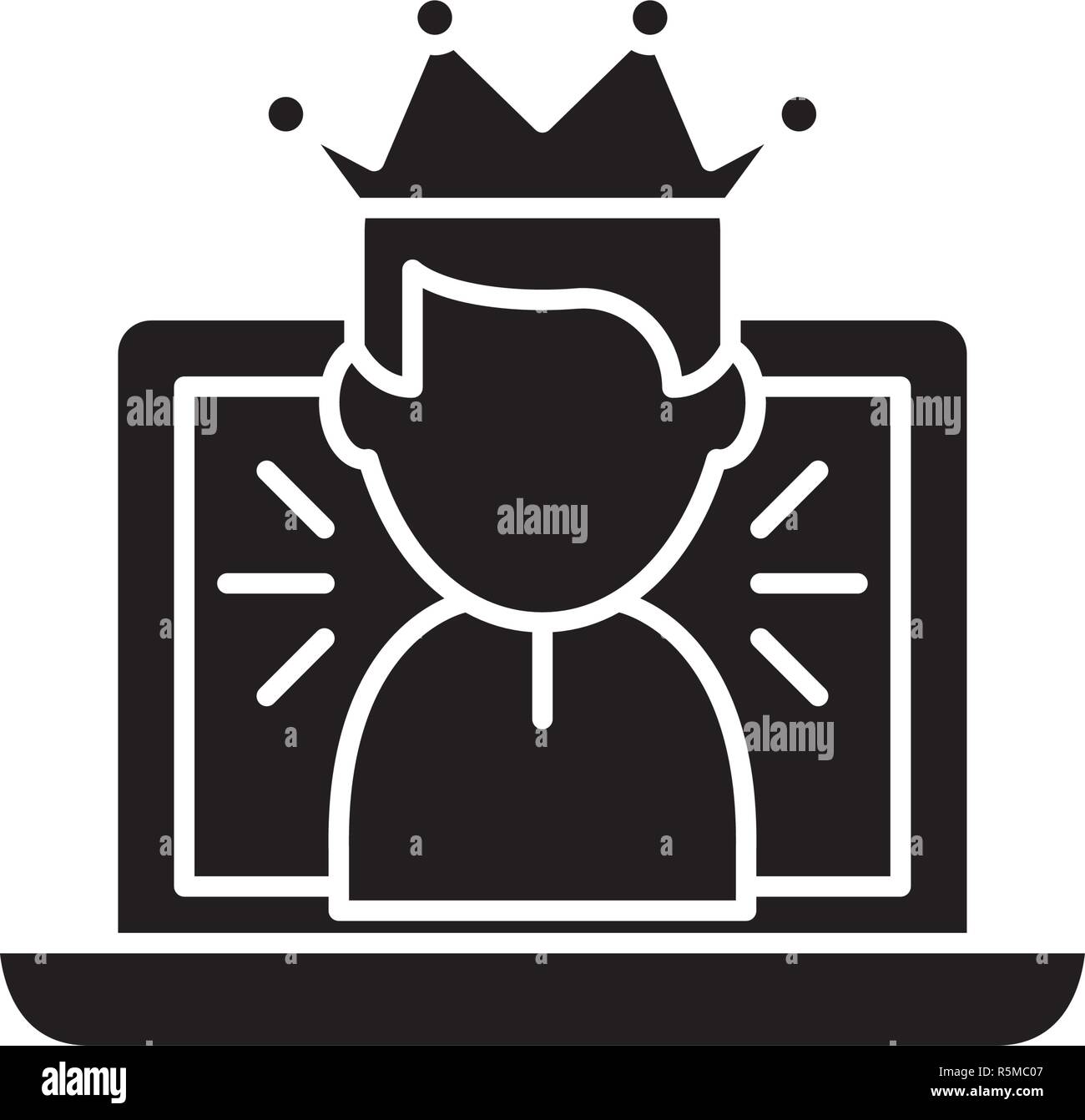 Winner in a computer game black icon, vector sign on isolated ...