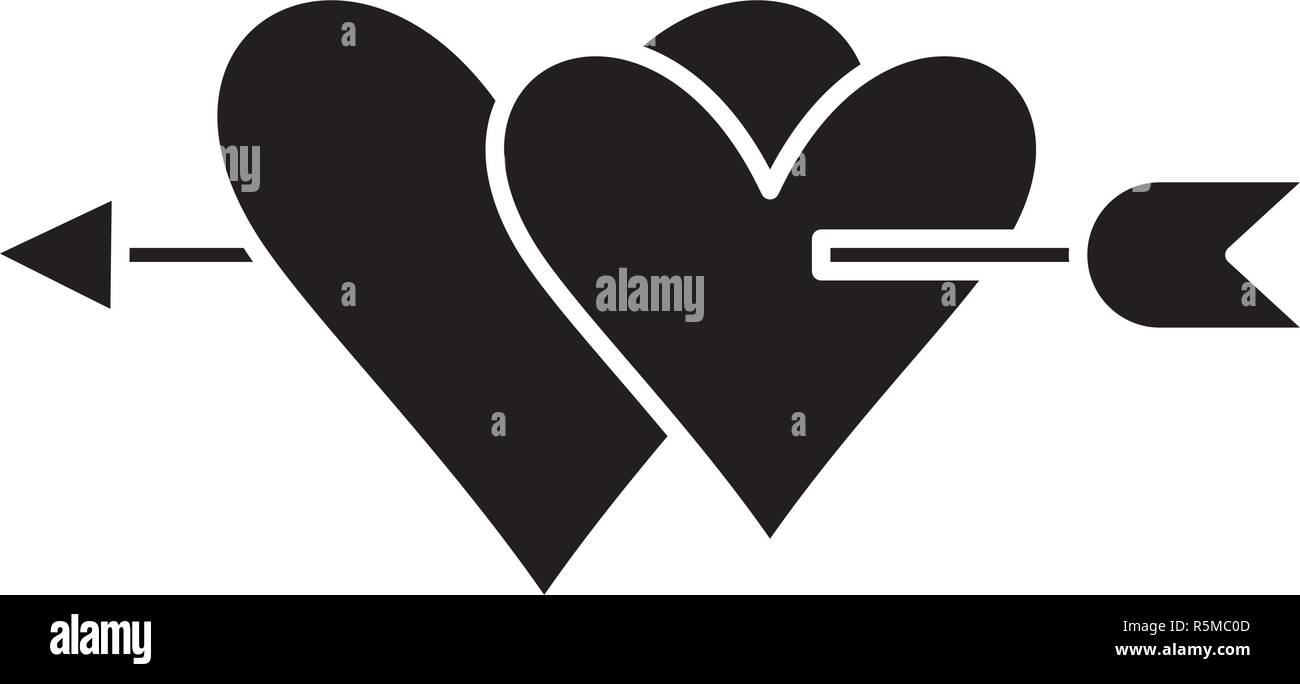 Love symbol black icon, vector sign on isolated background. Love symbol ...