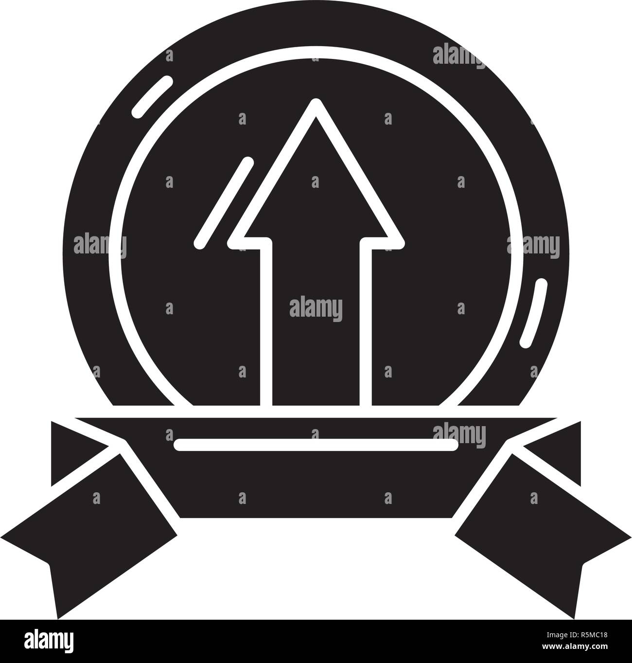 Achieving success black icon, vector sign on isolated background ...