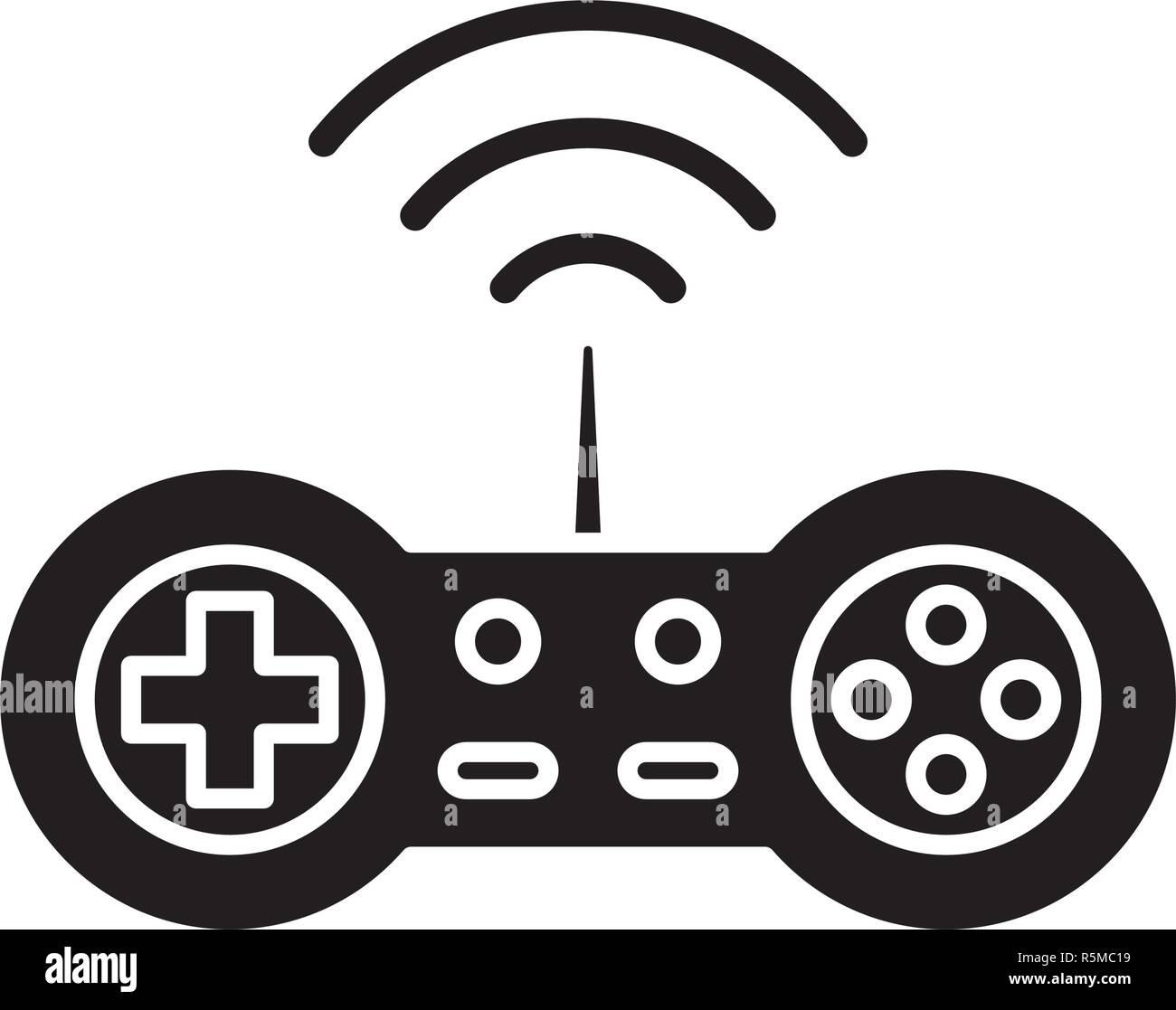 Wireless joystick black icon, vector sign on isolated background ...