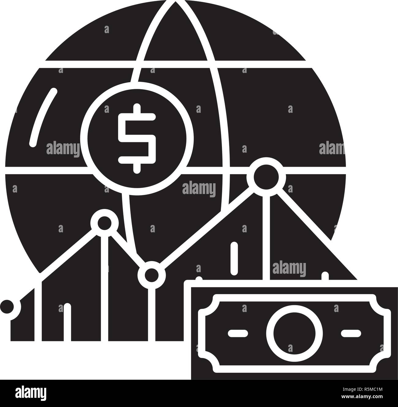 World markets black icon, vector sign on isolated background. World ...