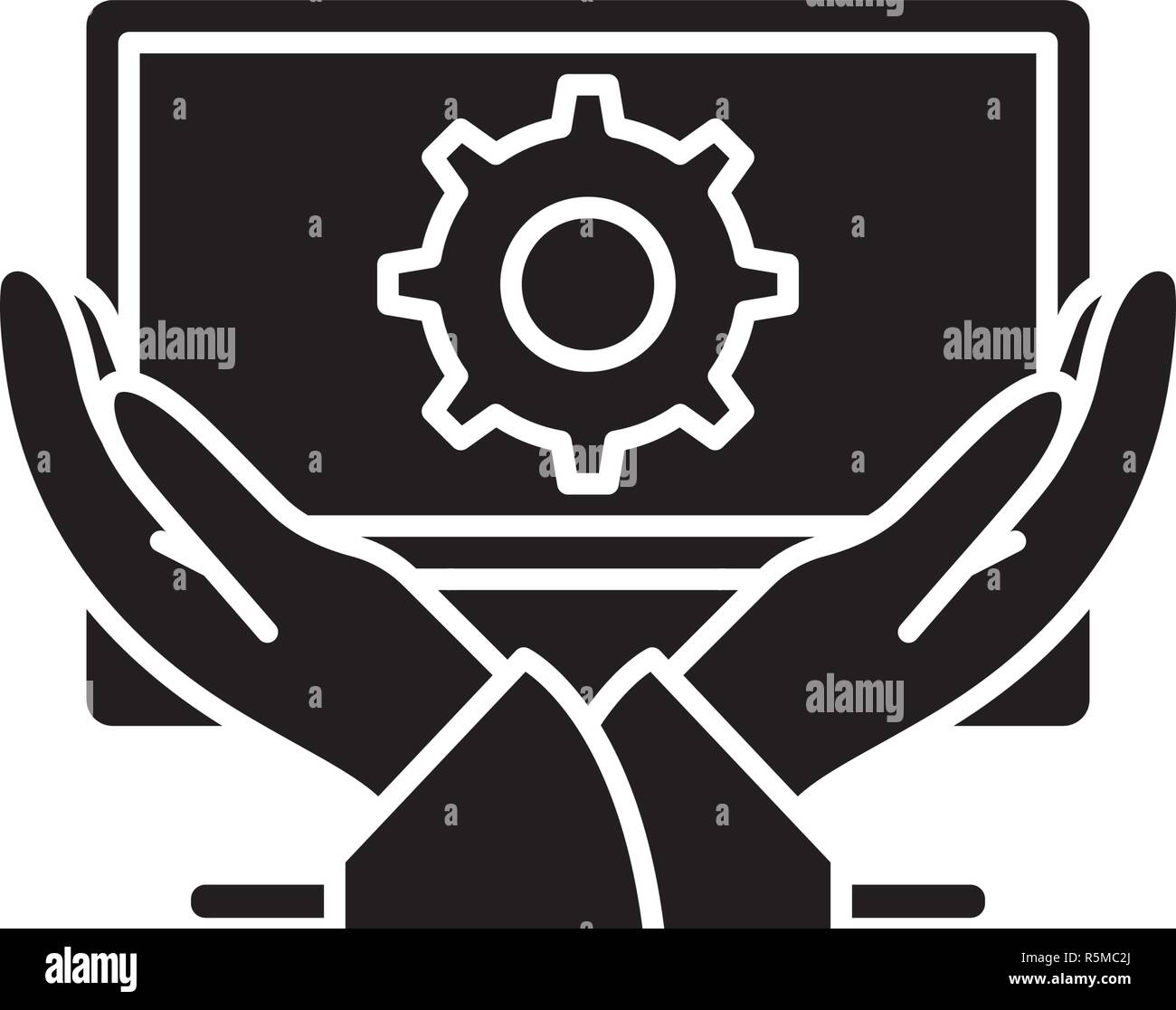 Business development black icon, vector sign on isolated background ...