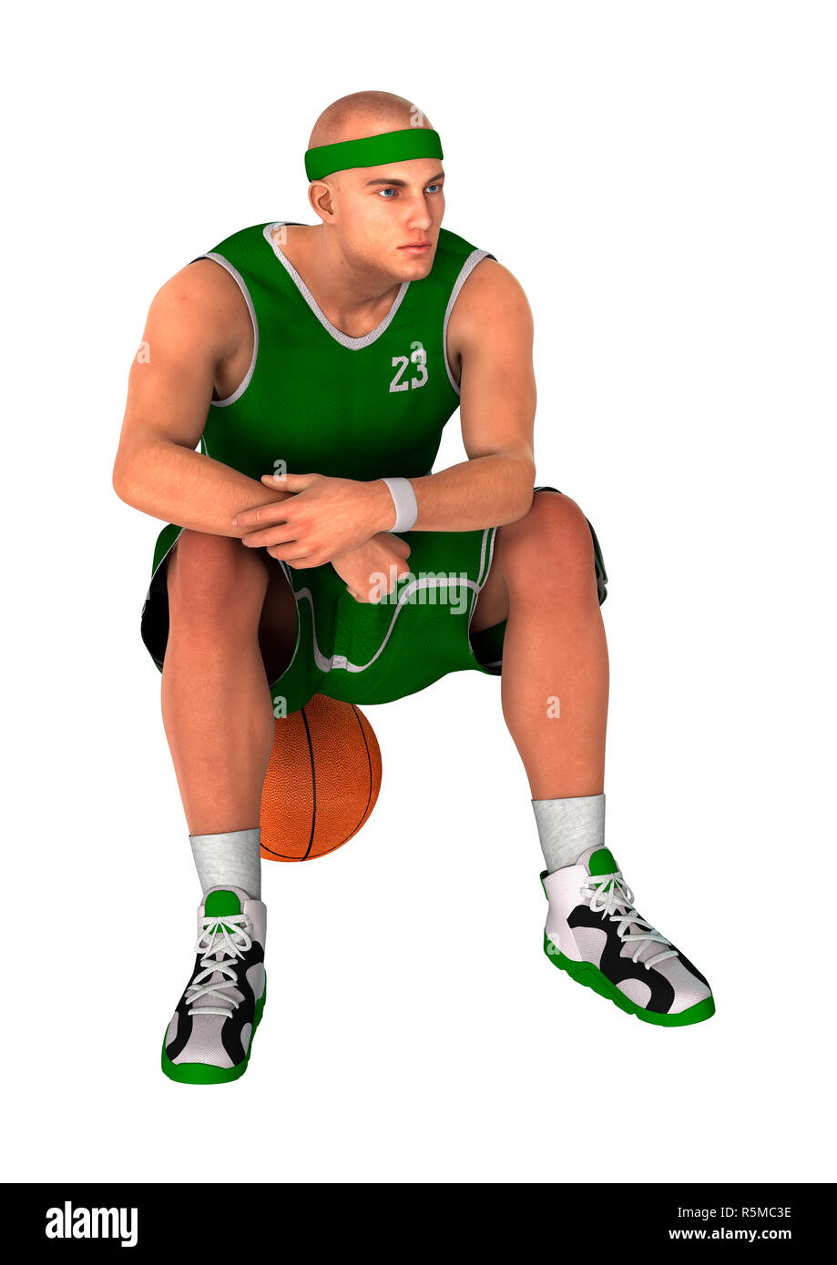 3D Rendering Basketball Player on White Stock Photo - Alamy