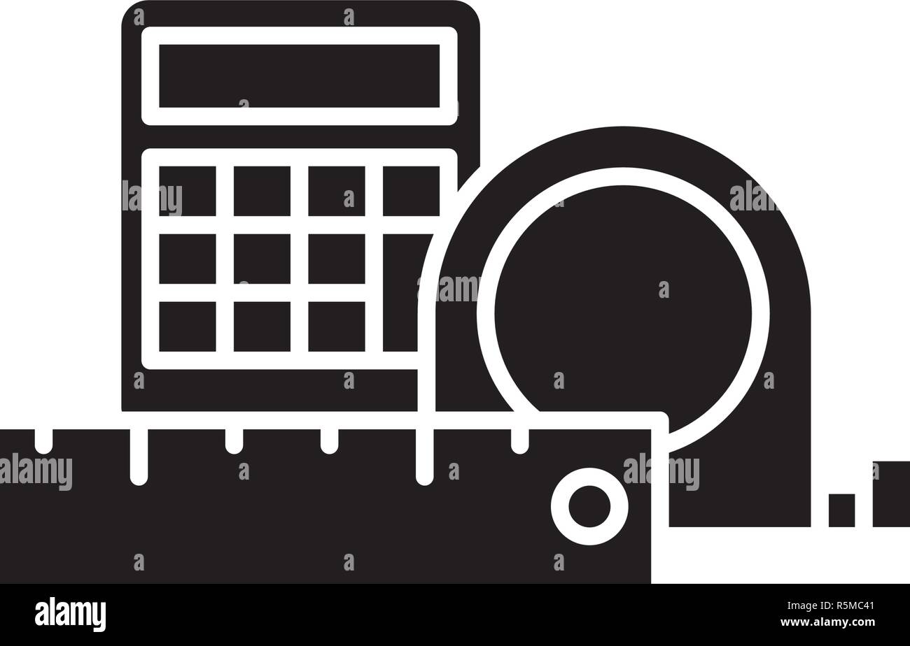 Measurement and calculations black icon, vector sign on isolated ...