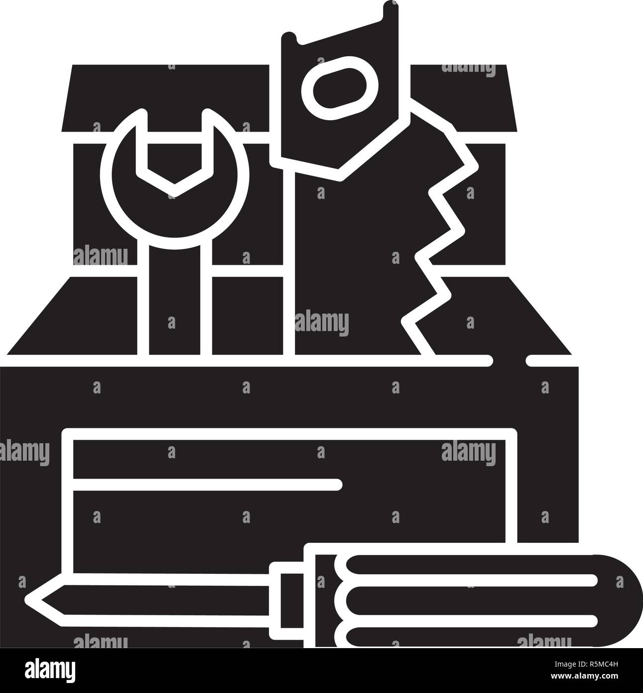 Tool builder black icon, vector sign on isolated background. Tool ...