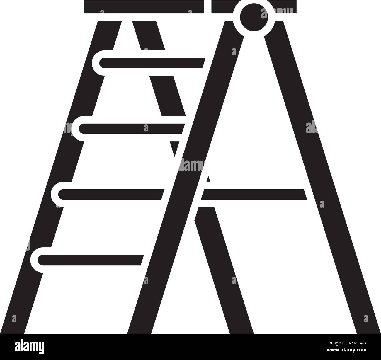 Folding ladder black icon, vector sign on isolated background. Folding ...