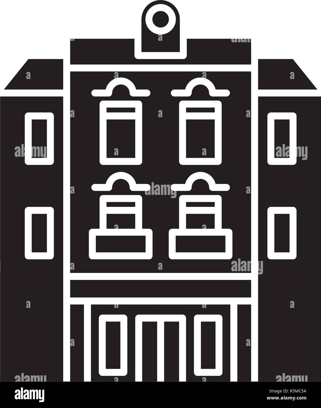 Multi-storey building black icon, vector sign on isolated background ...
