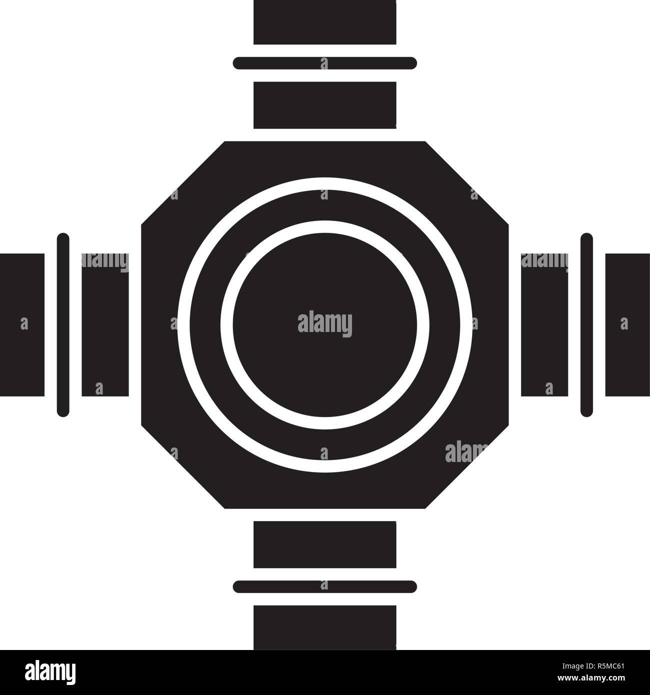 Hub black icon, vector sign on isolated background. Hub concept symbol ...