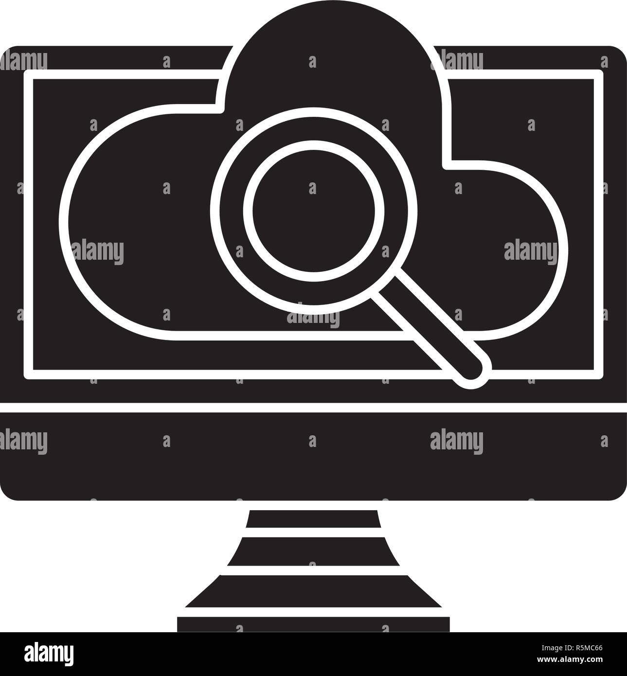 Computer online search black icon, vector sign on isolated background ...