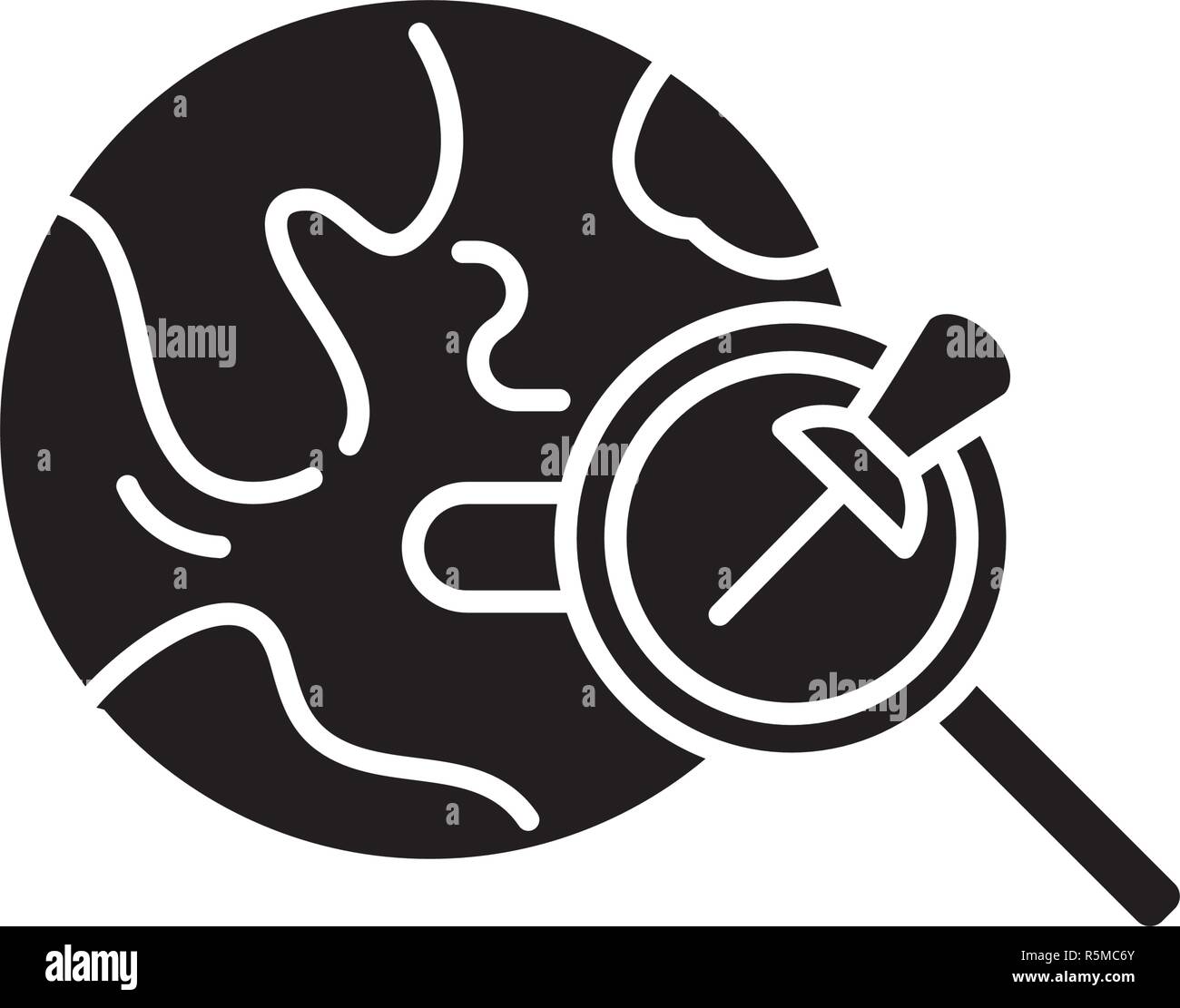 Global marketing research black icon, vector sign on isolated ...