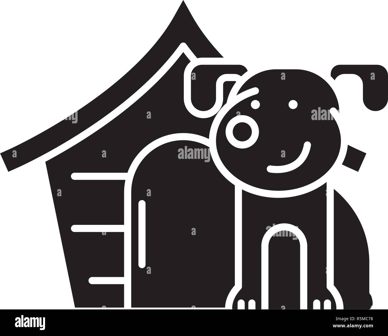 Domestic dog black icon, vector sign on isolated background. Domestic ...