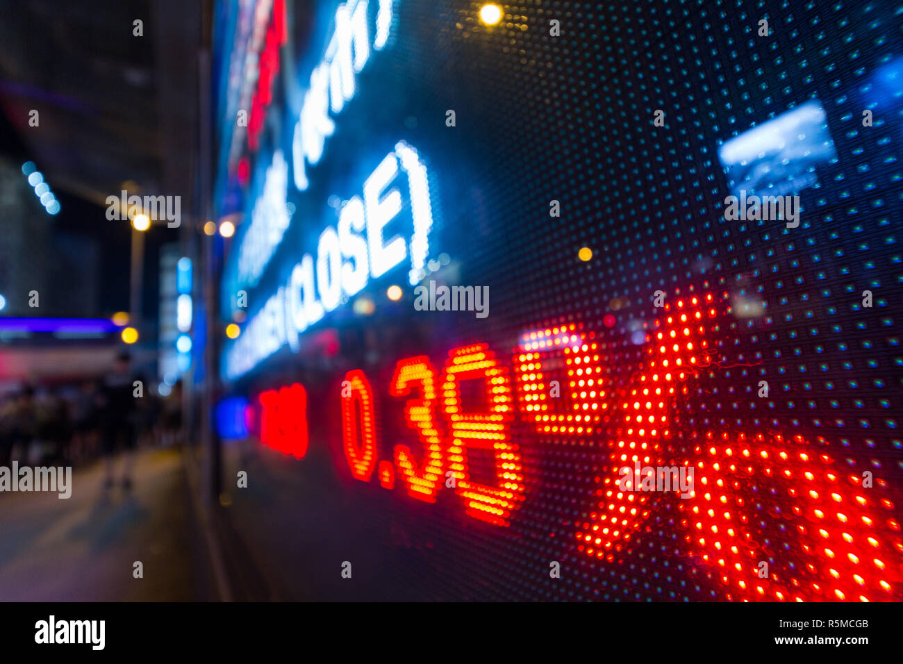 Stock market display in the street at night Stock Photo - Alamy
