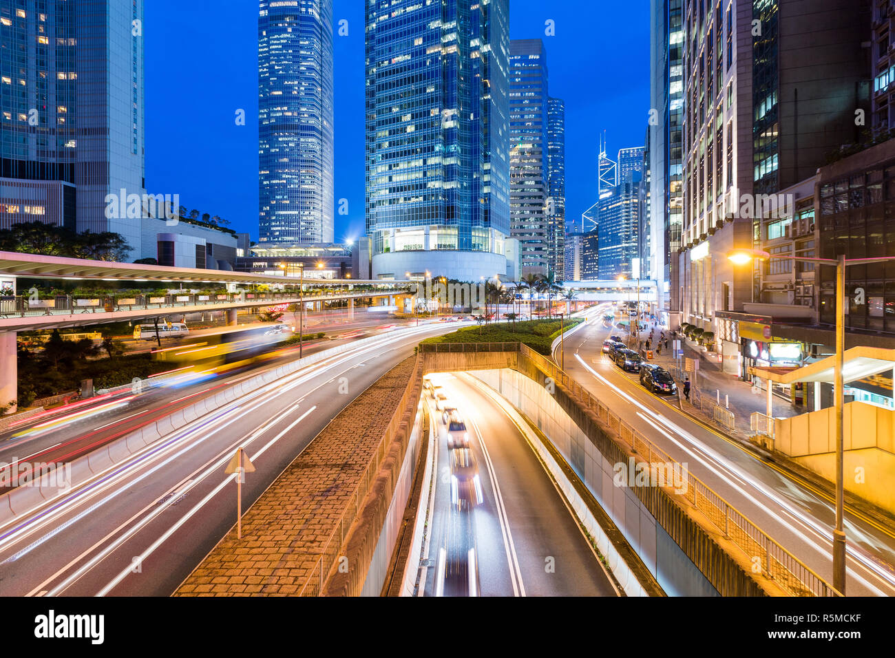 Hong Kong traffic at night Stock Photo - Alamy