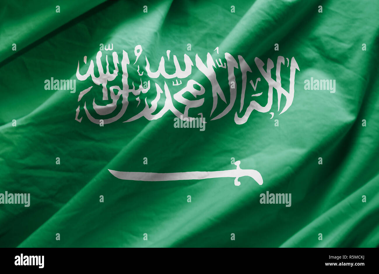 Waving colorful national flag of saudi arabia Stock Photo - Alamy