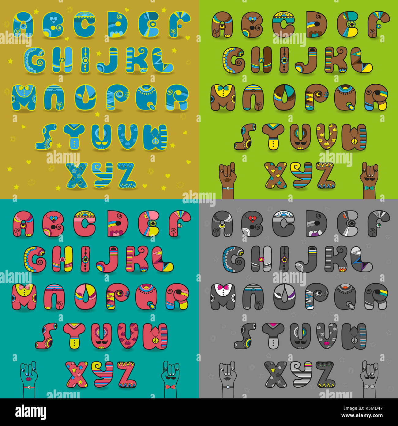 Vintage artistic alphabets Stock Photo - Alamy