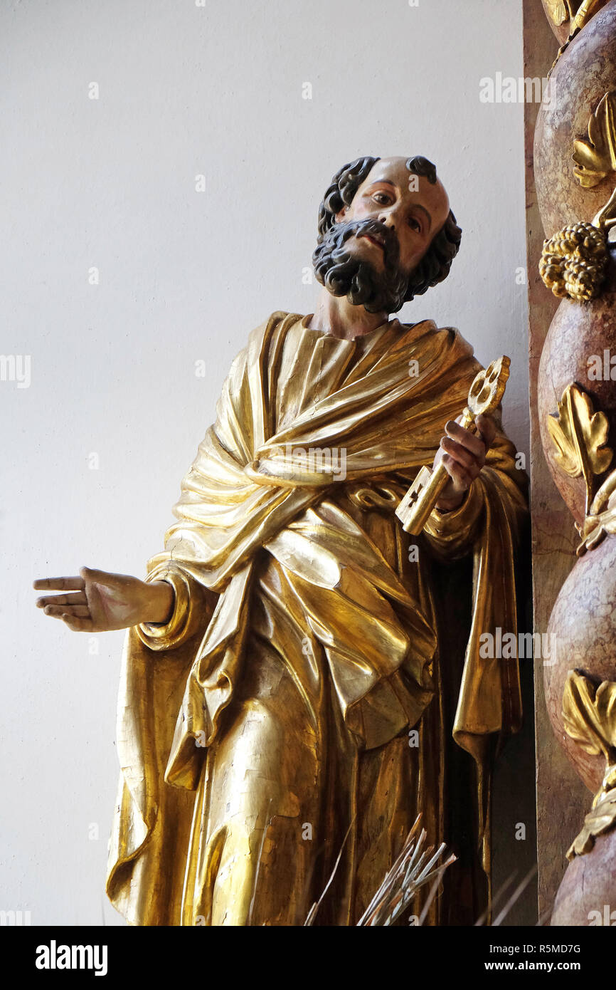 Saint Peter statue on the Beheading of John the Baptist altar in Maria ...