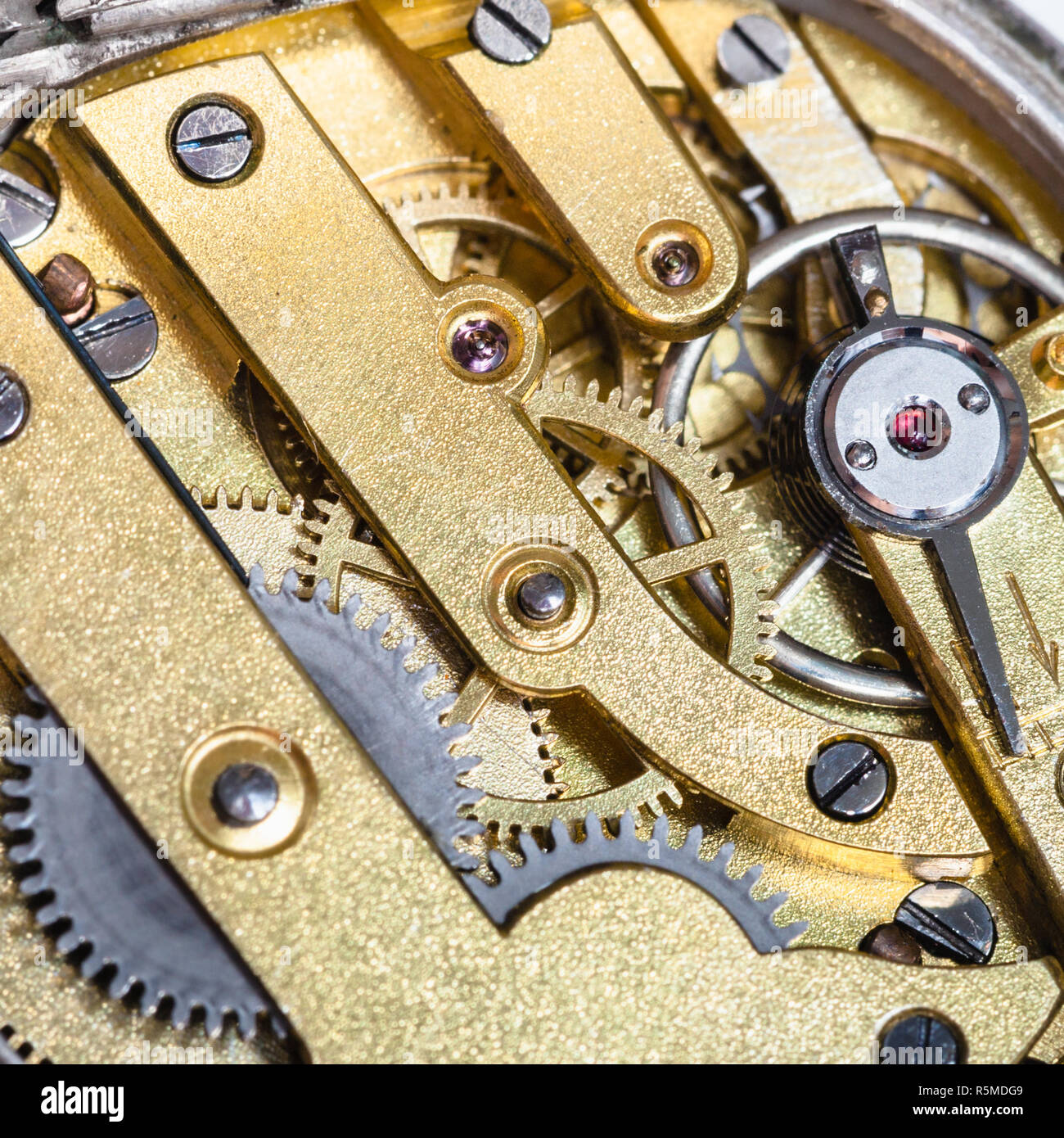 brass clockwork of old mechanical watch Stock Photo - Alamy