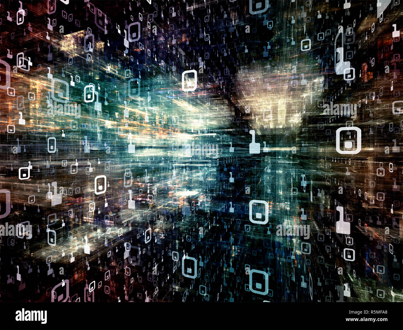 Exploding Digital Space Stock Photo - Alamy