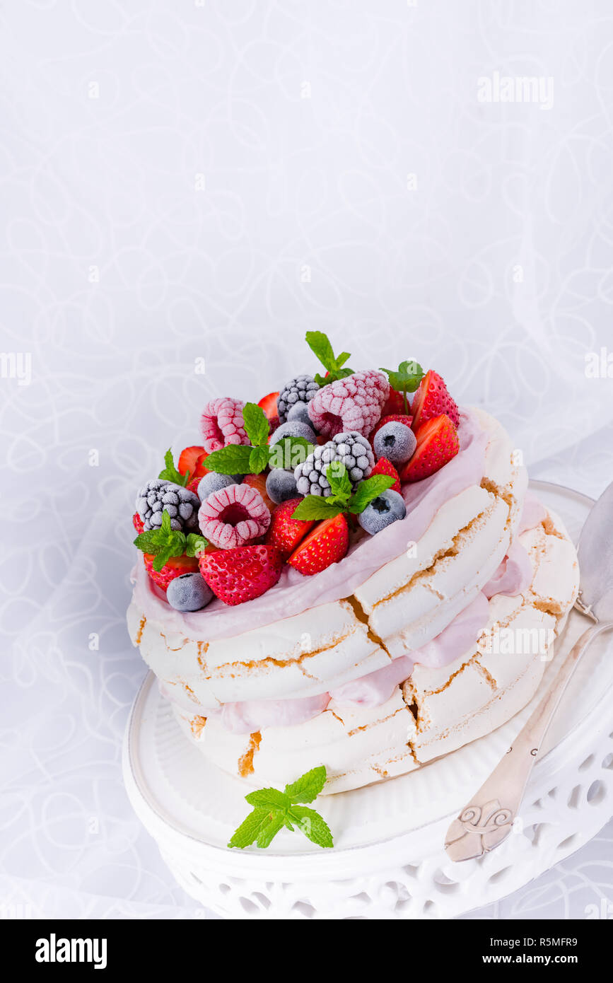 pavlova with berry fruits Stock Photo - Alamy
