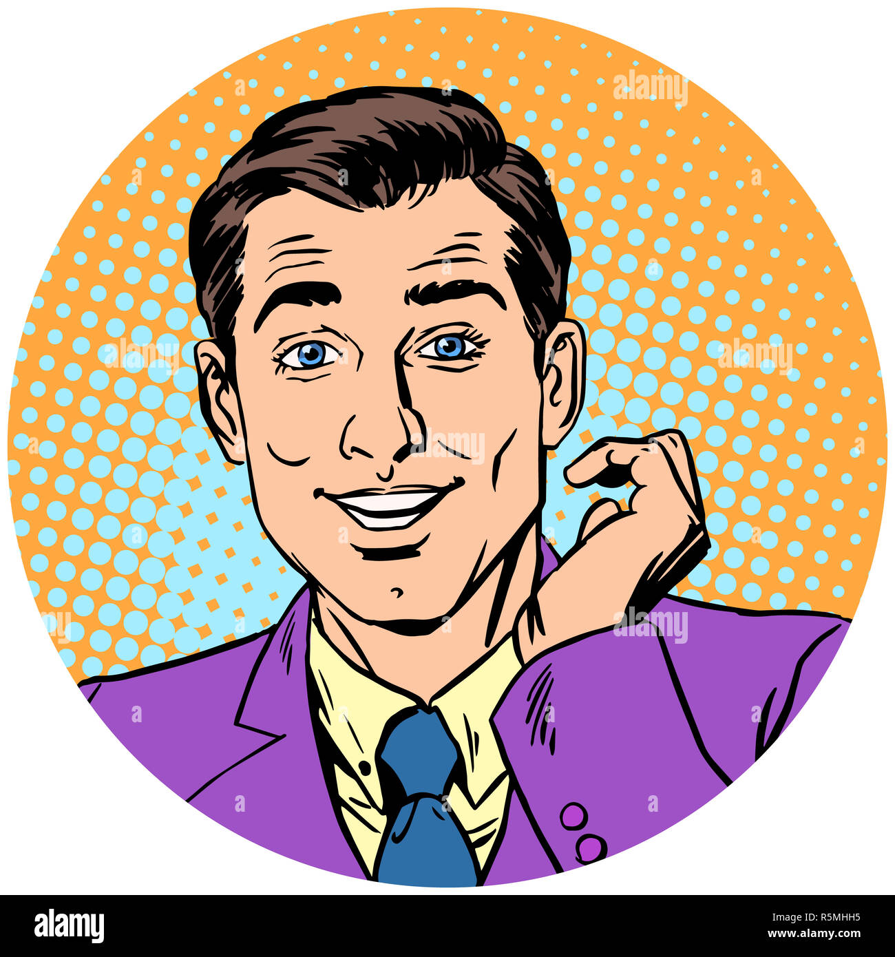 cute handsome man Round avatar icon symbol character image Stock Photo ...