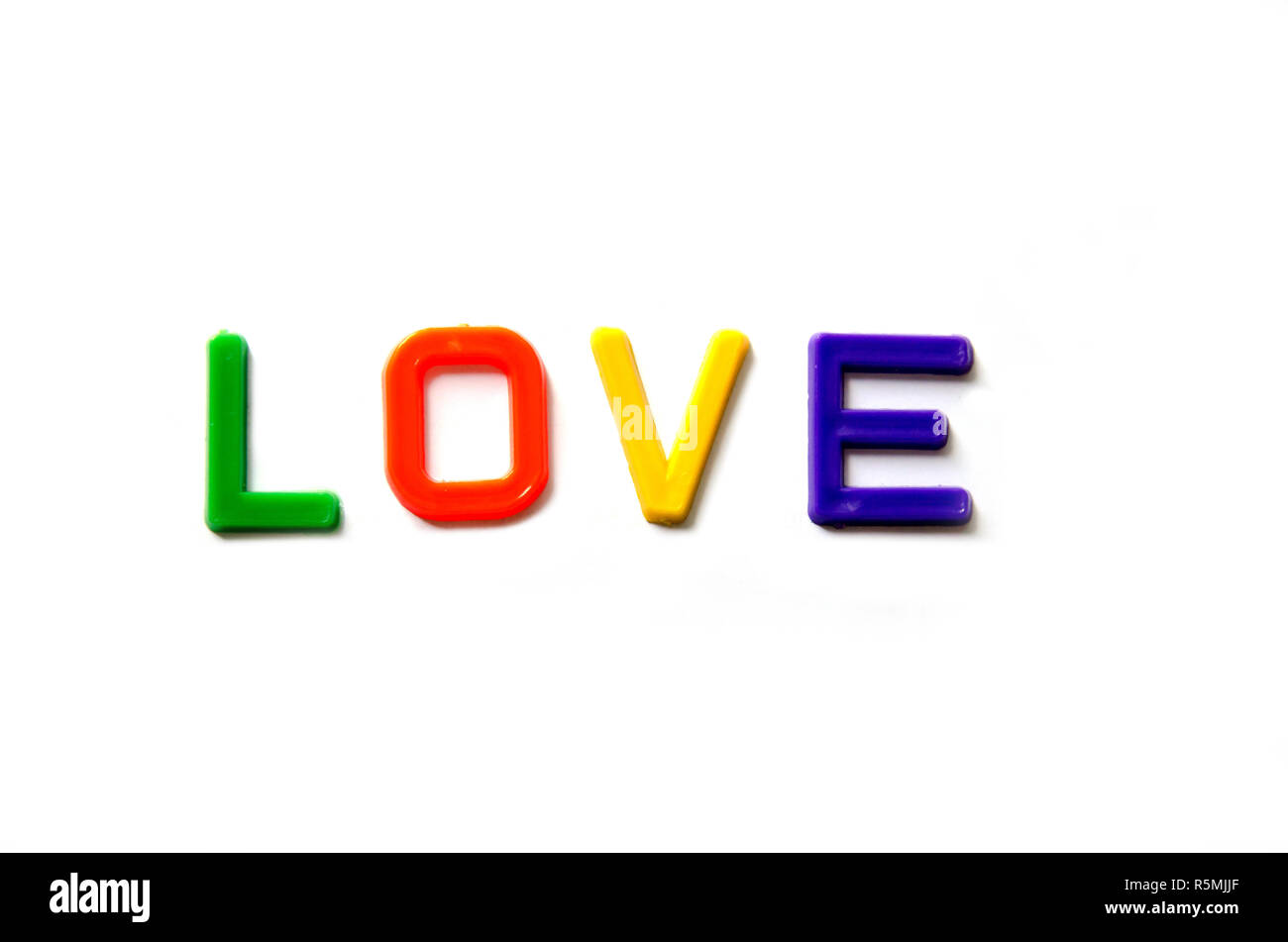 Plastic text love Stock Photo - Alamy