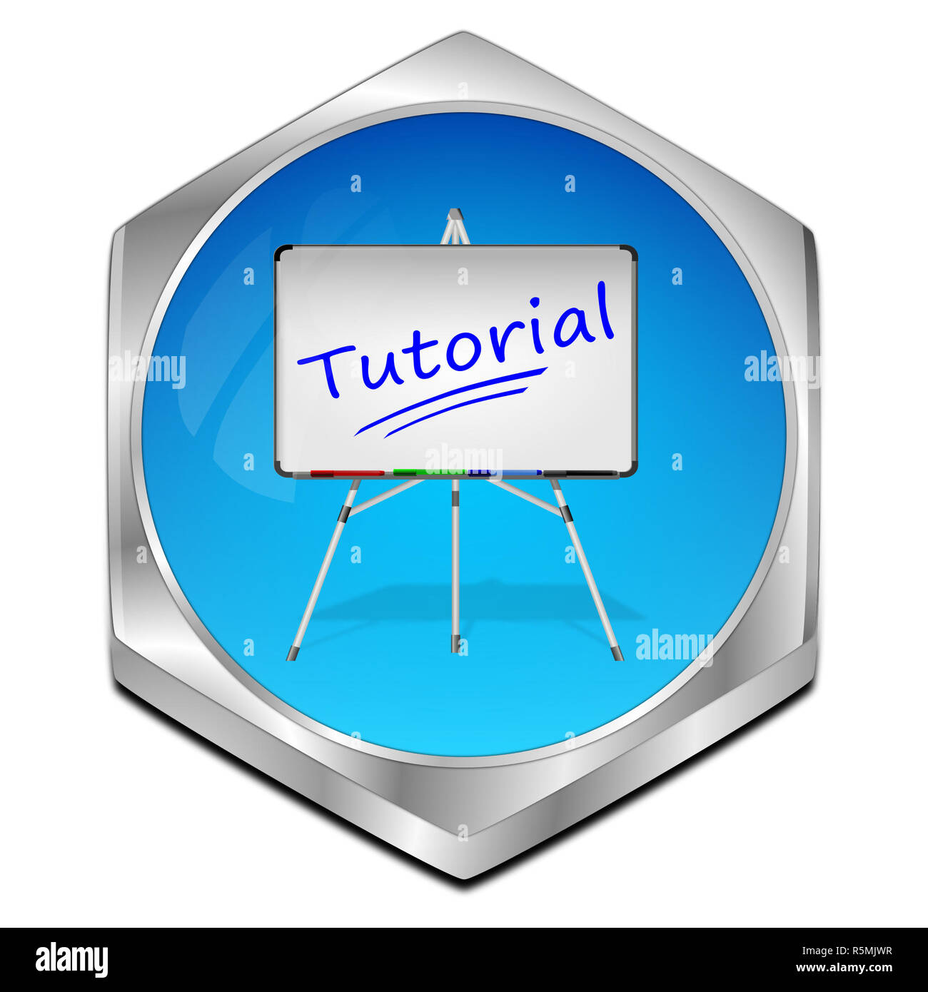 glossy blue Tutorial Button - 3D illustration Stock Photo - Alamy
