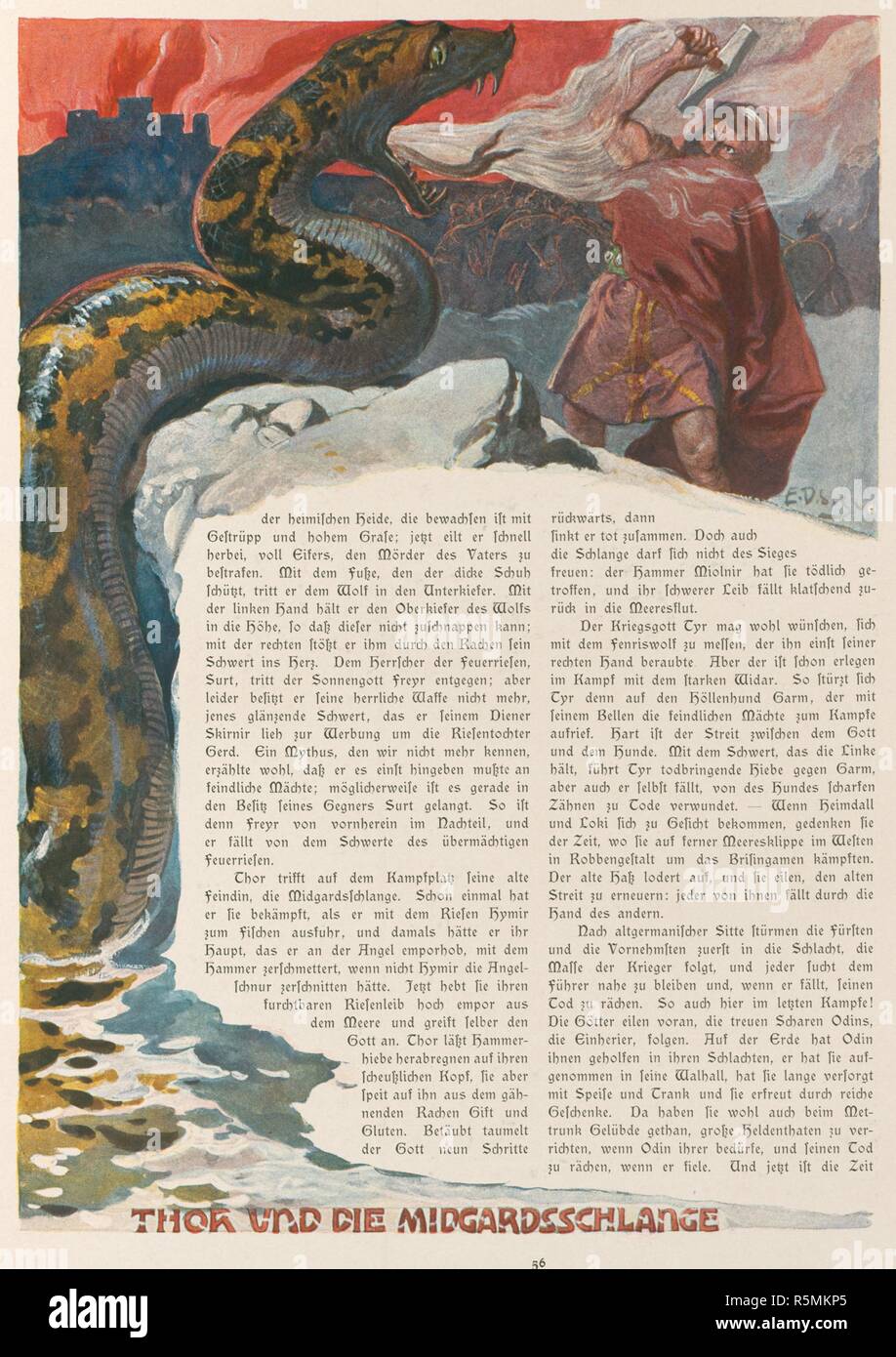 Thor and the Midgard Serpent. From "Valhalla: Gods of the Teutons ...
