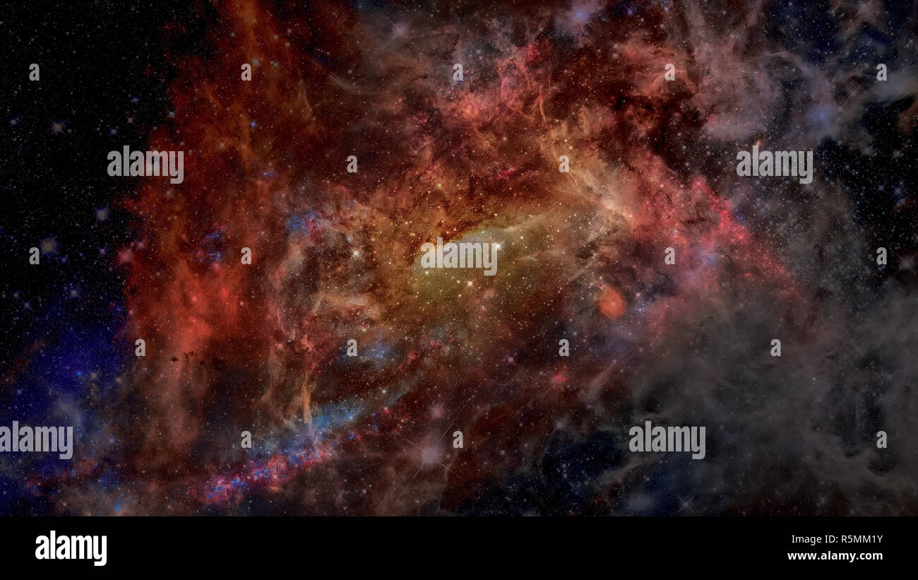 Universe scene with nebulae, stars and galaxies in outer space Stock ...