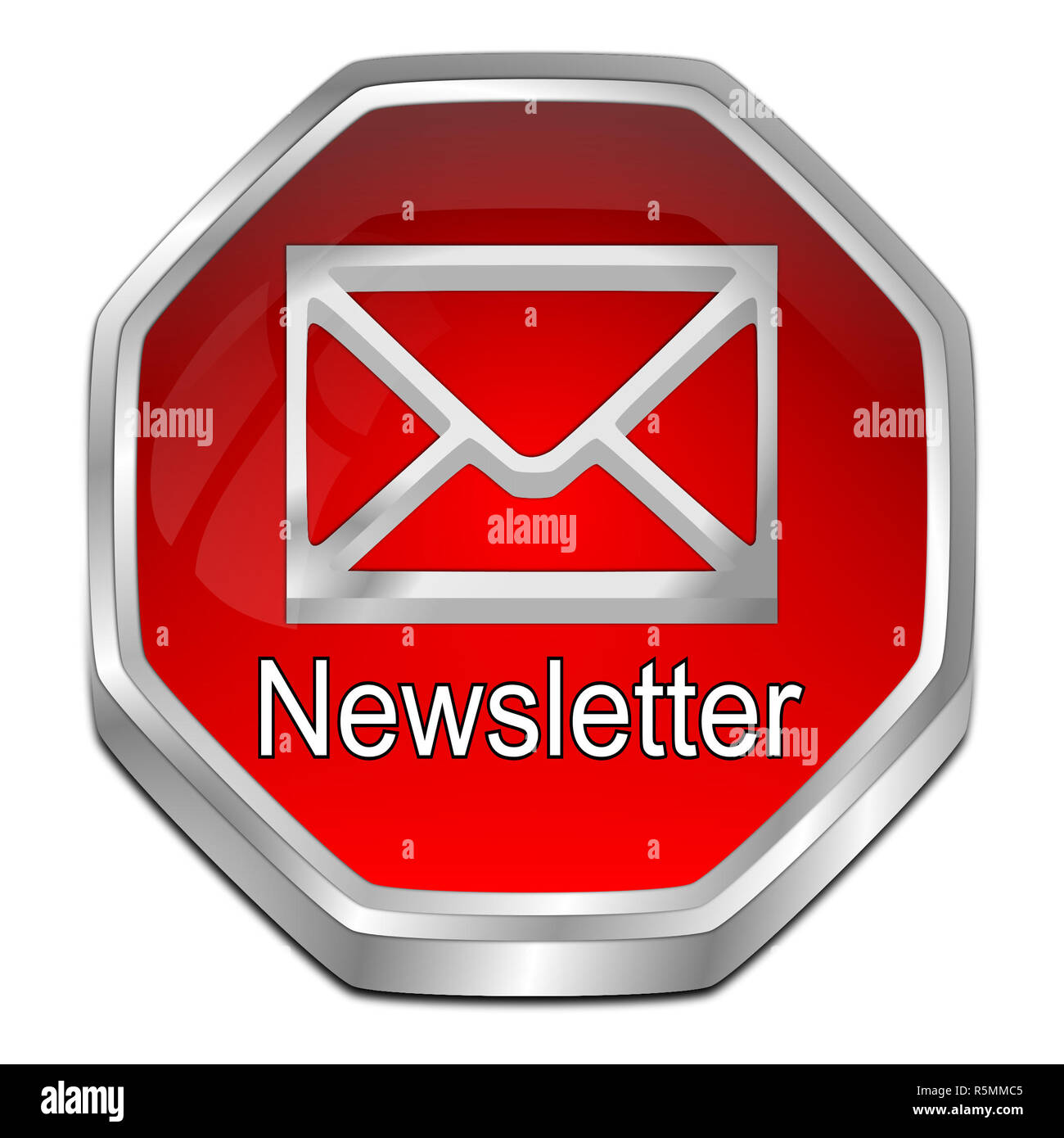 red Newsletter Button - 3D illustration Stock Photo - Alamy