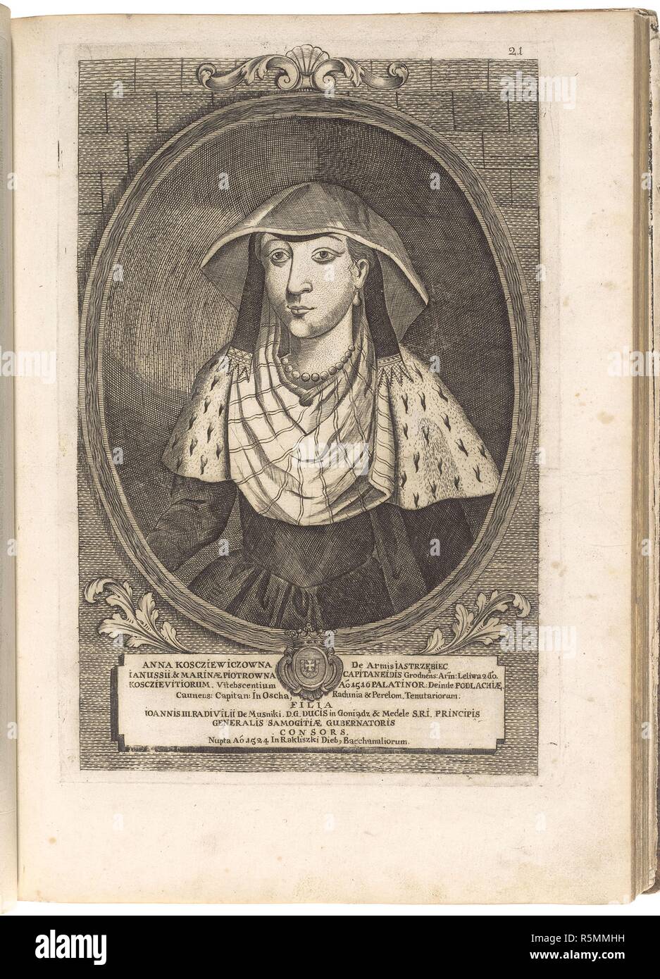 Anna Radziwill (Kostewicz). From: Icones Familiae Ducalis Radivilianae ...