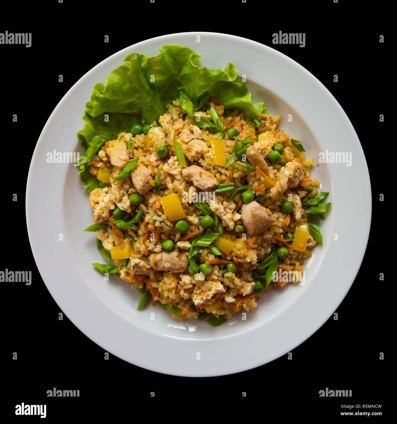 Rice with chicken meat Stock Photo - Alamy