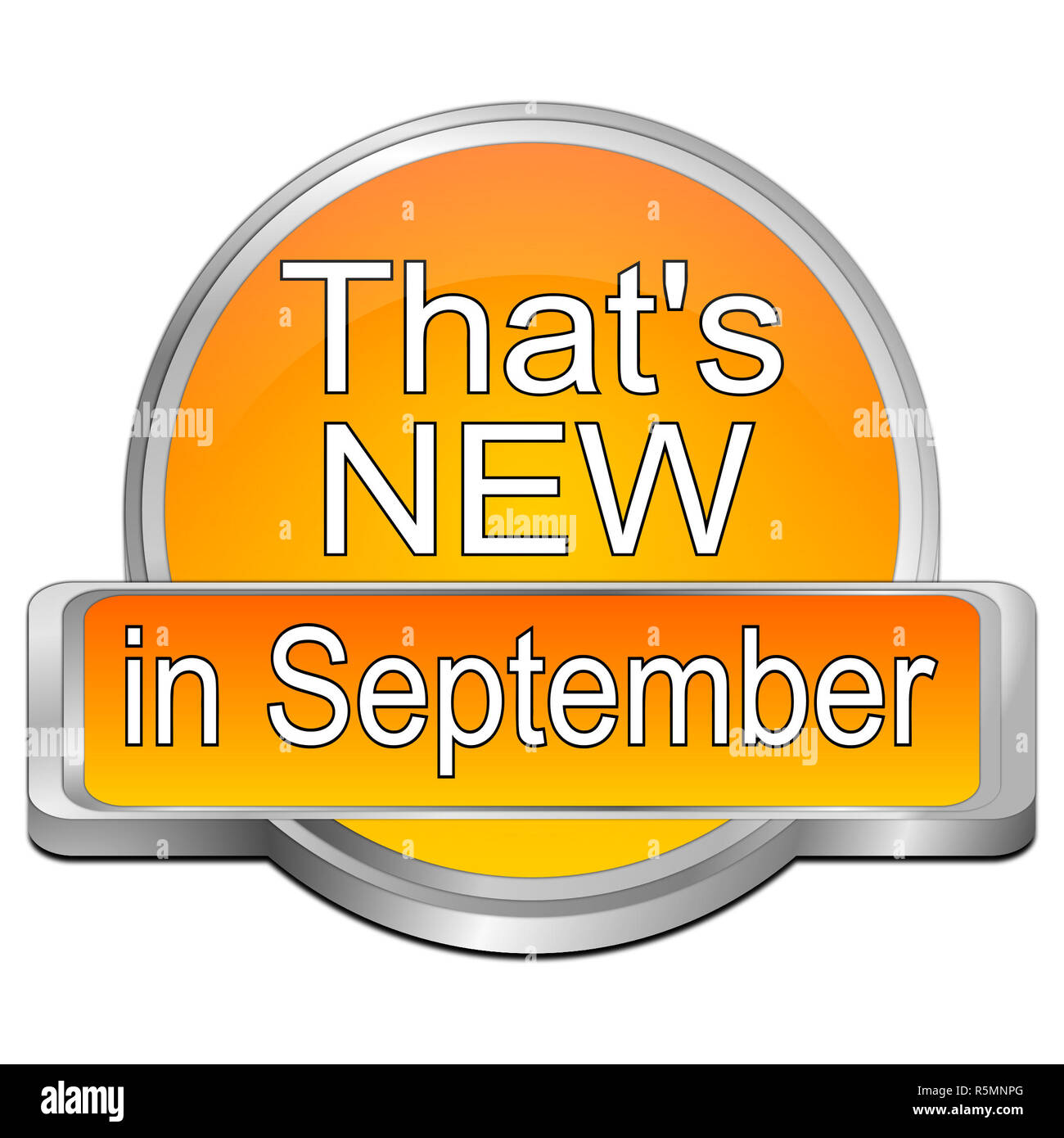 orange That's new in September Button â€“ 3D illustration Stock Photo ...