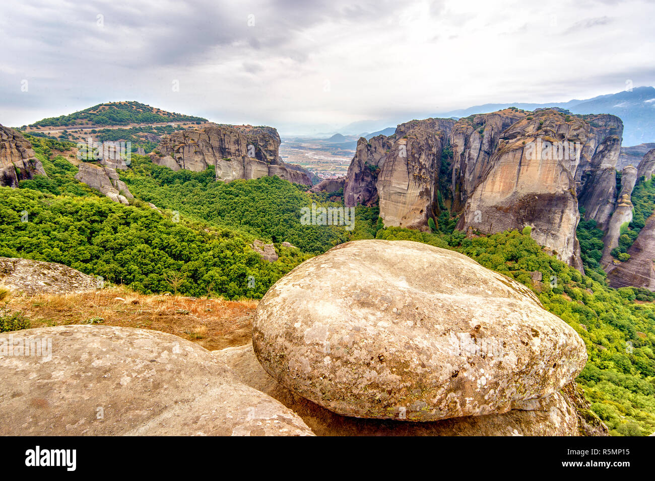 Landscape view of the amazing rock formations and monasteries in ...