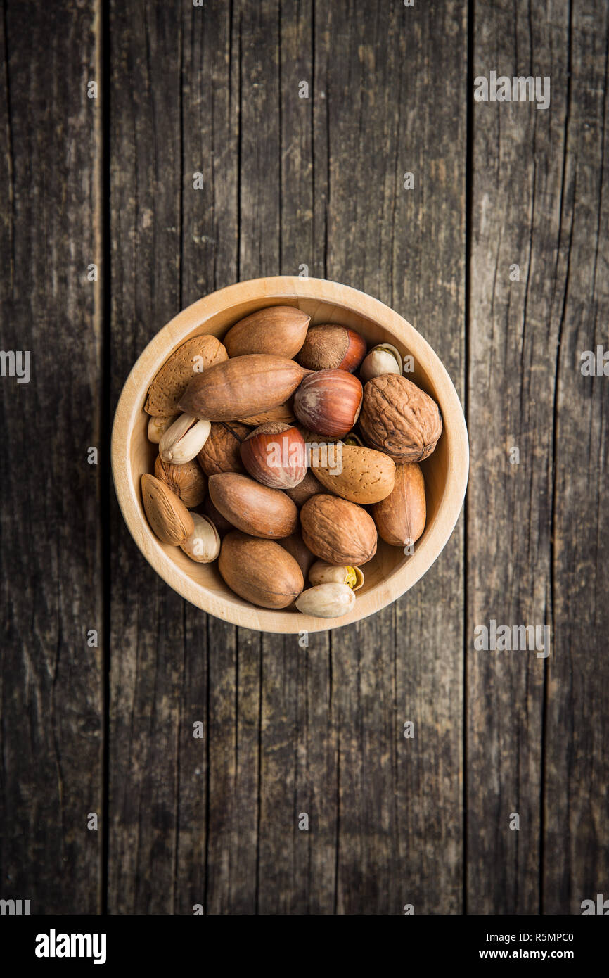 Different types of nuts in the nutshell Stock Photo - Alamy