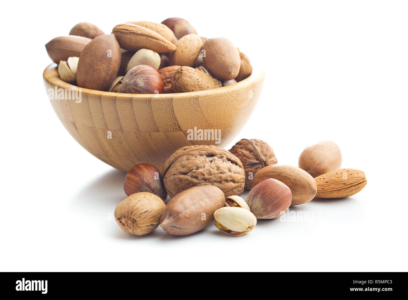 Different types of nuts in the nutshell Stock Photo - Alamy