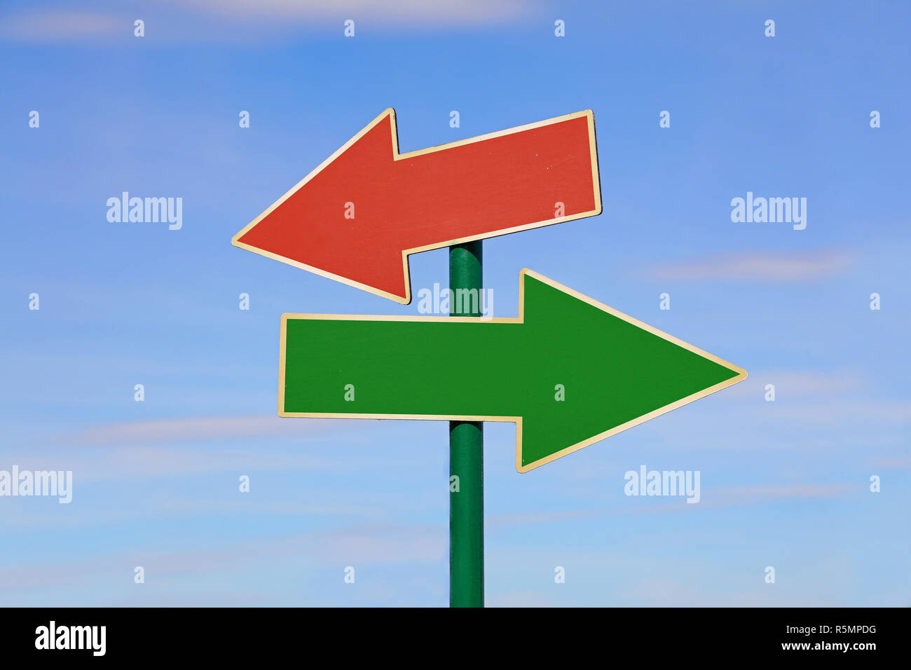 Blank signpost arrows over blue hi-res stock photography and images - Alamy