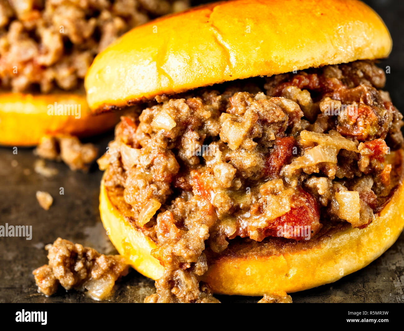 rustic american sloppy joe burger Stock Photo - Alamy