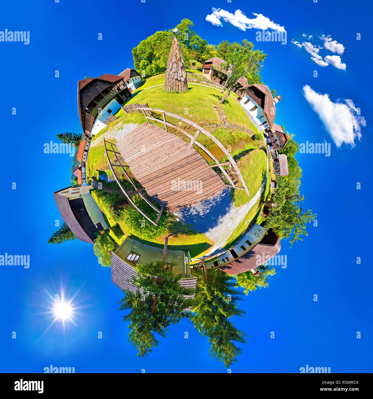 Village of Kumrovec countryside planet perspective panorama Stock Photo ...