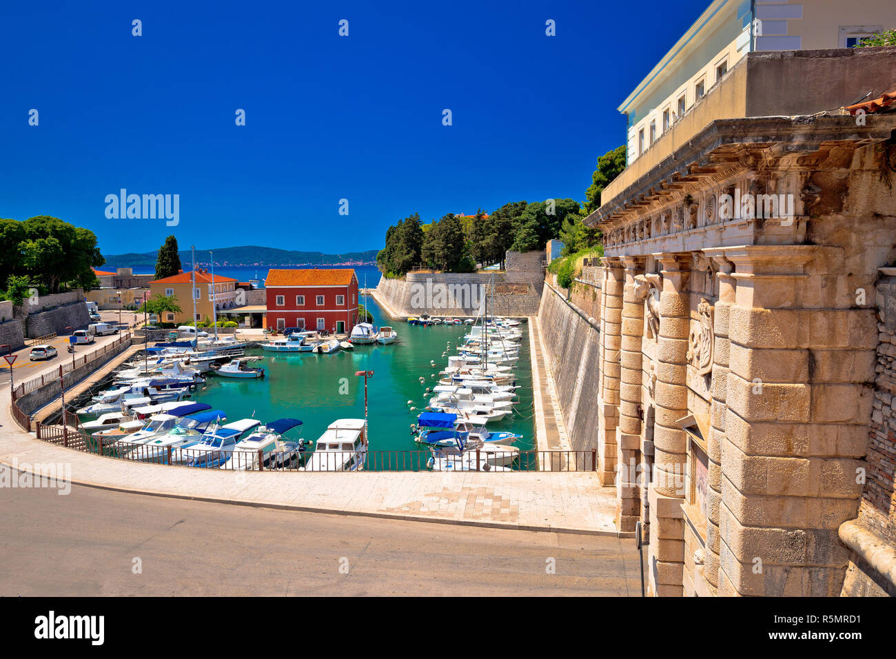 Zadar city gate and Fosa harbor view Stock Photo - Alamy