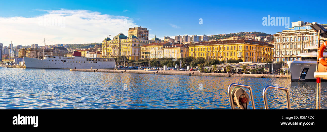 City of Rijeka waterfront boats and architecture panoramic view Stock ...