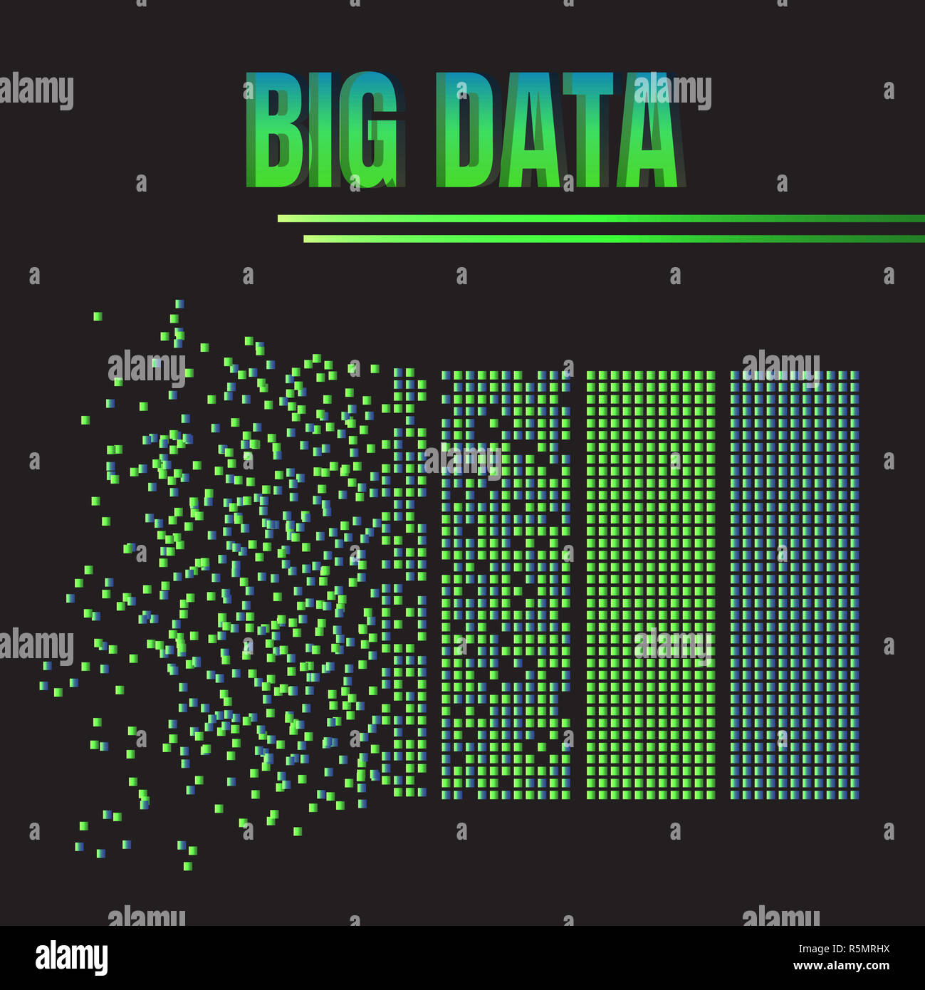 Big data machine algorithms minimalistic design. Science vector background illustration Stock ...