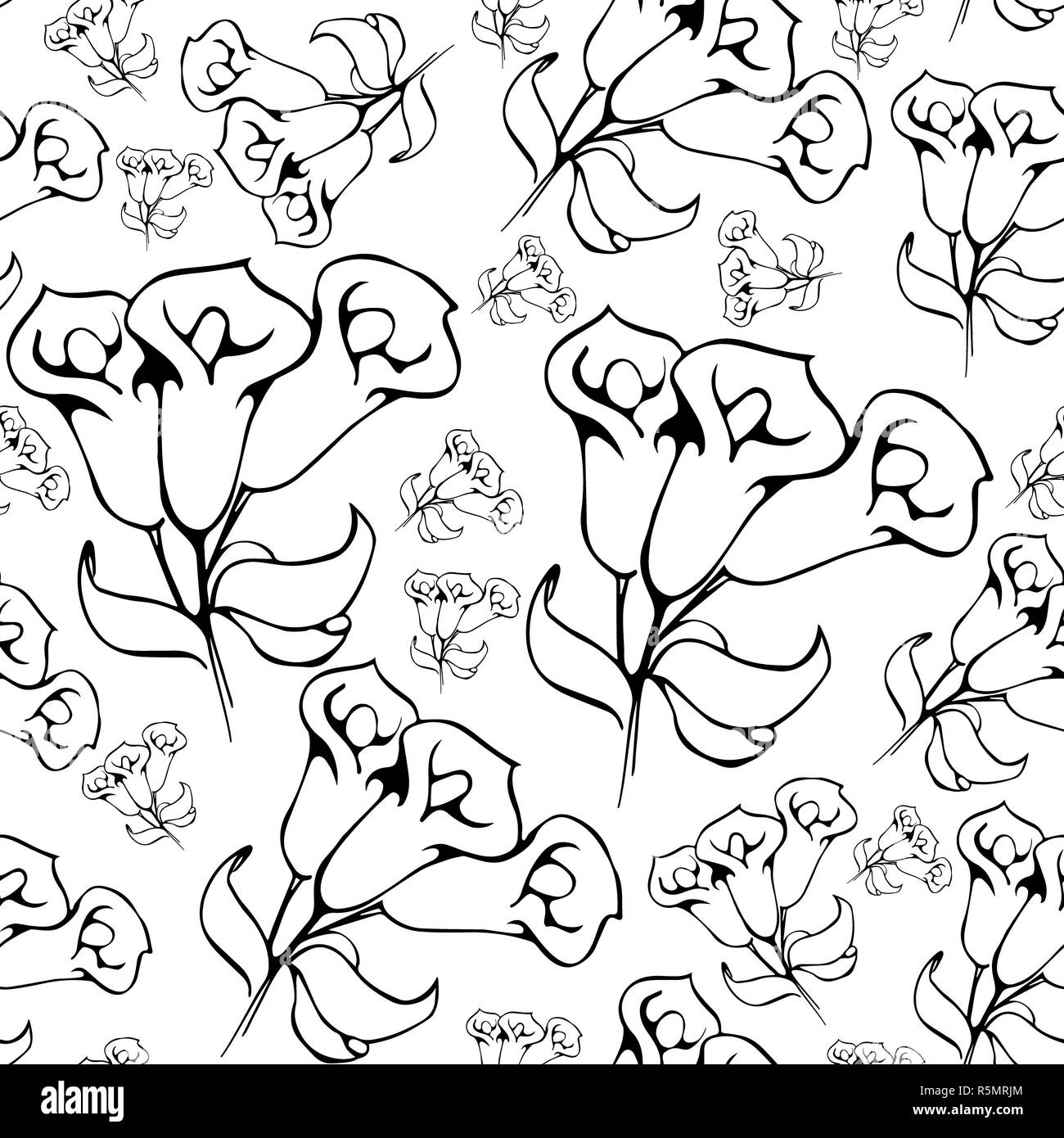 Flower graphic. Vector floral hand drawn background pattern for ...