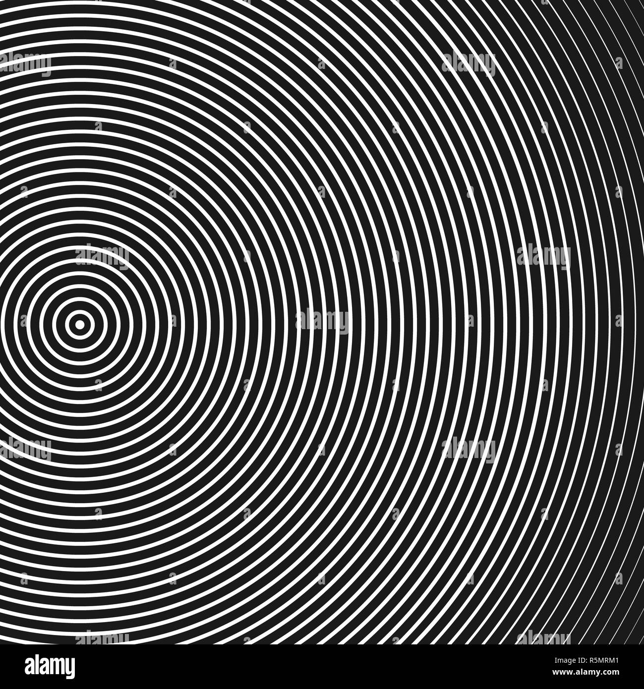 Abstract concentric circles texture in black and white colors ...